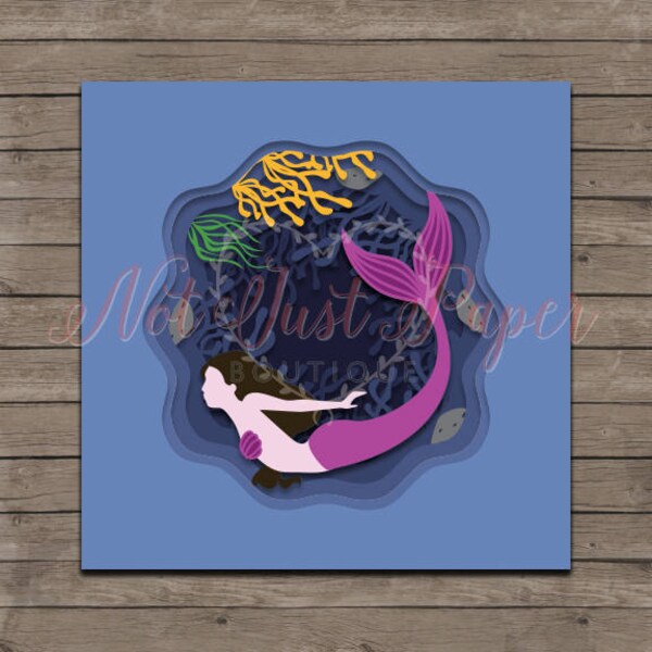 Mermaid Shadow Box Template - Etsy