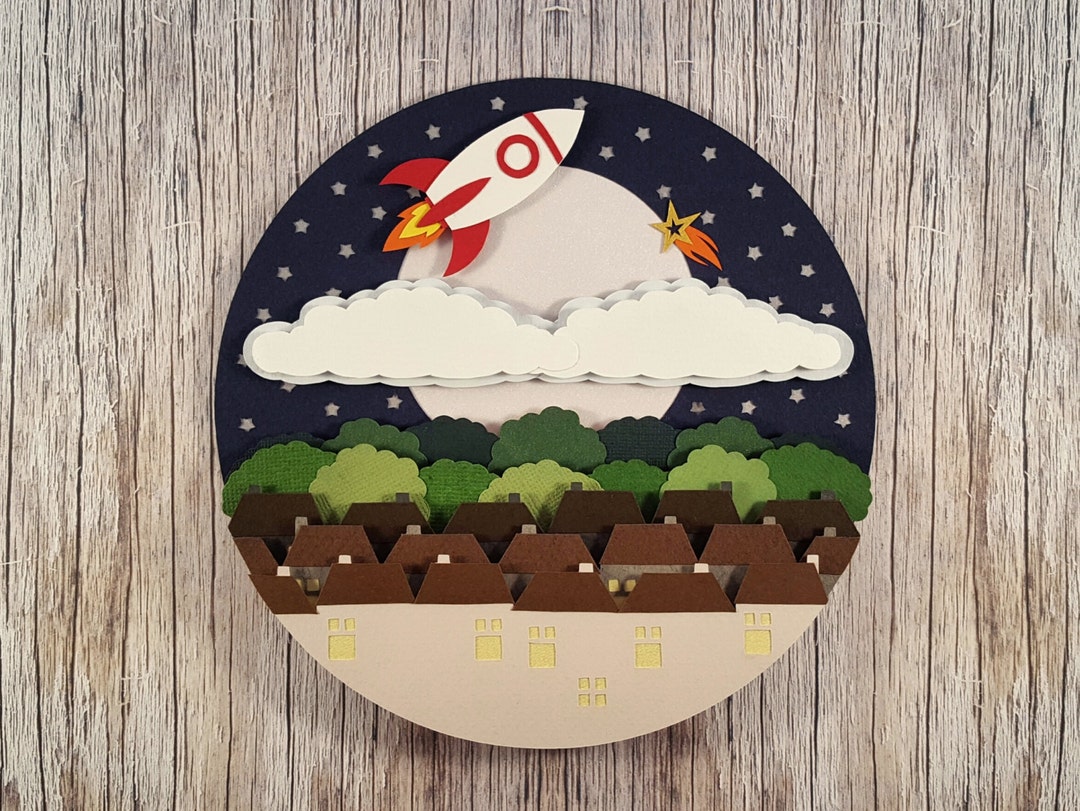 Shoot for the Moon DIY Layered 3D Shadow Box Papercutting Cut Your Own ...