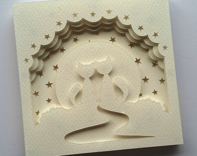 Love Cats Shadow Box Papercutting Template Cut Your Own 3D Shadow Box ...