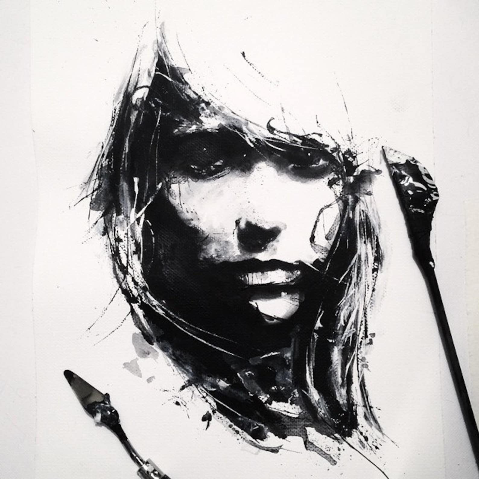 Negative Space, Black and White Art, Girl Face, Minimalism, Dark Face ...