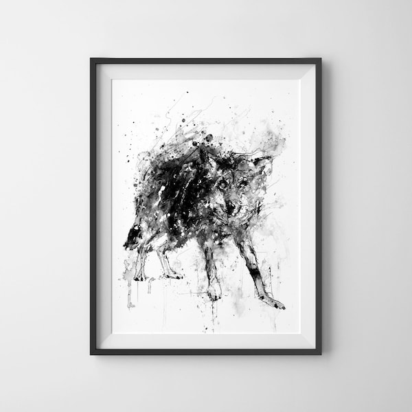 Black Wolf Ink Art - Etsy