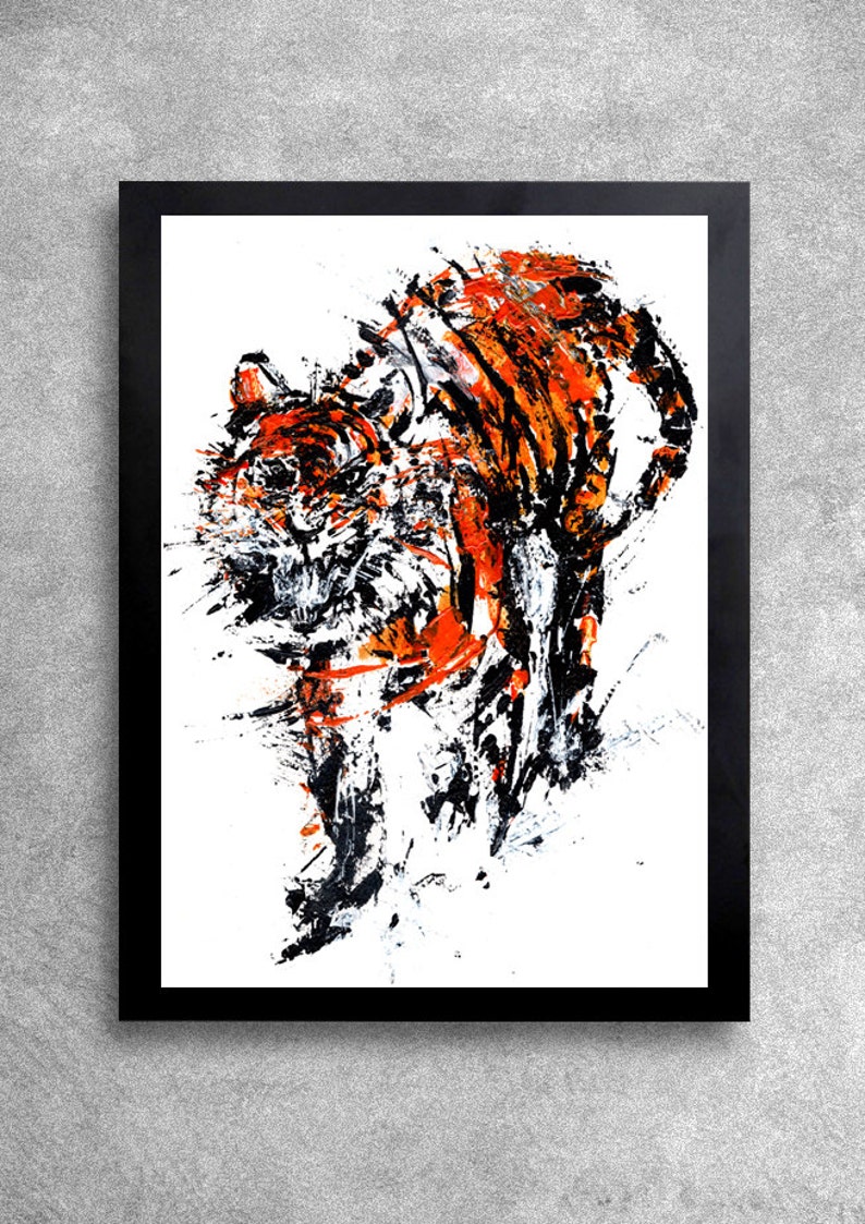 Angry Tiger, Animal Art Print, Black and Orange, Animal Print, Dark ...