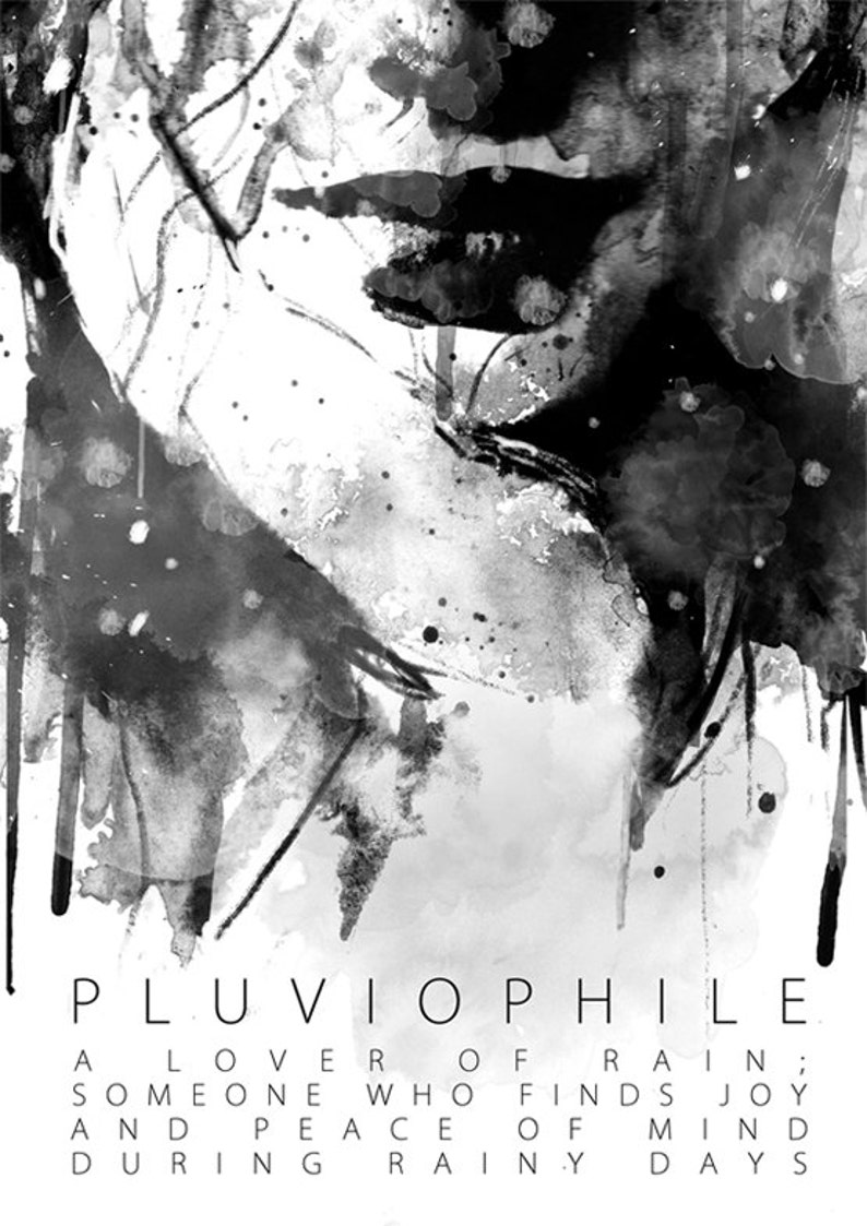 Pluviophile a Lover of Rain Black and White Art Word - Etsy