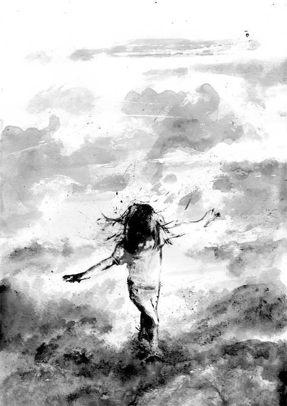 Alone Girl Walking Drawing