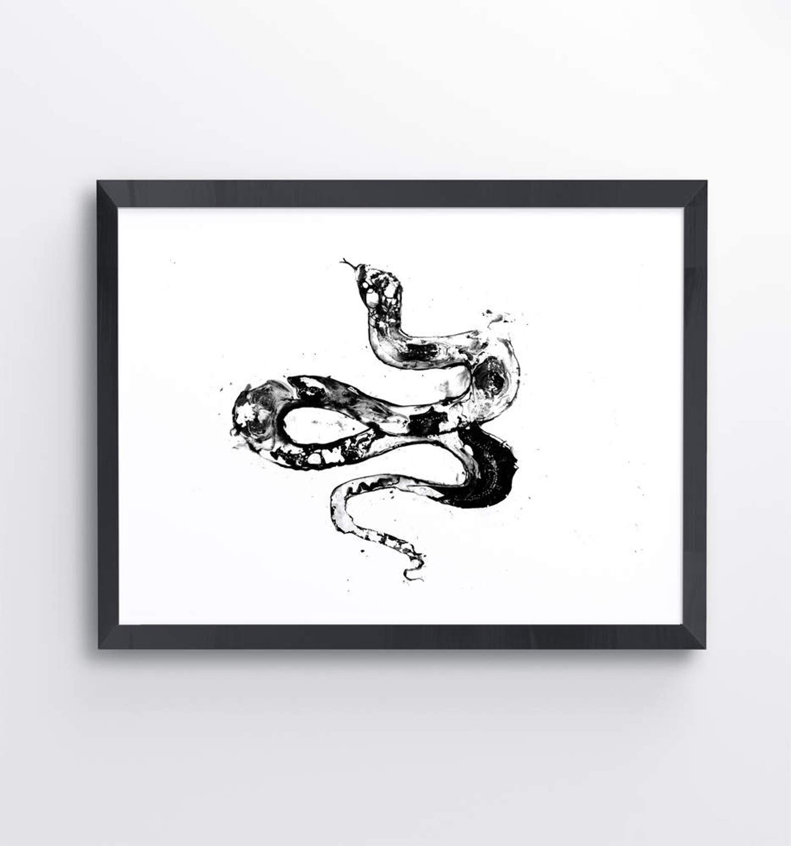 Ink Snake Snake Art Animal Art Print Snake Print Black and - Etsy