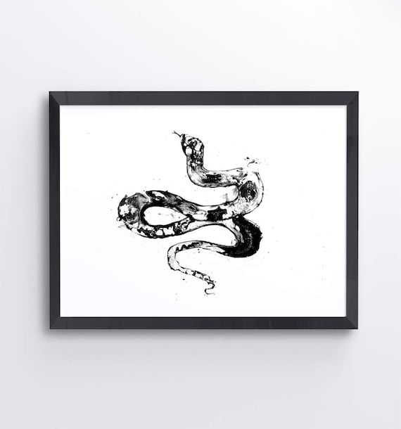 Ink Snake Snake Art Animal Art Print Snake Print Black and | Etsy