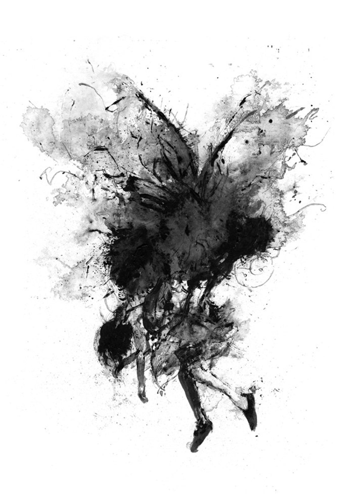 Moth, Ink Artwork, Black and White Art, Moth Print, Dark, Fantasy, Girl ...