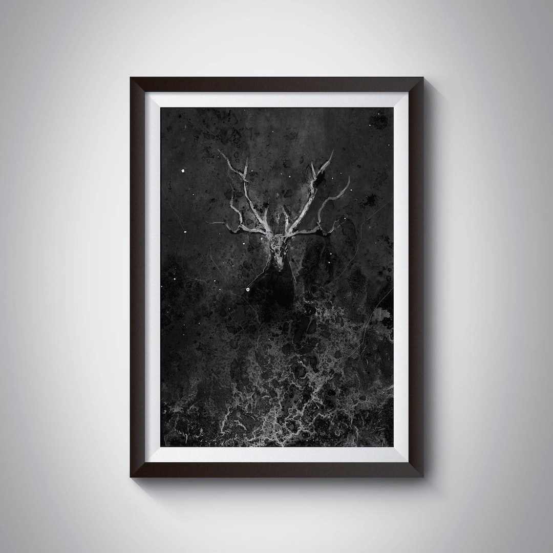 Buck, Buck Head, Animal Art Print, Deer Art, Black and White Animal Art ...