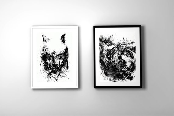 WOLF PACK Set of Two Posters Wolf Art Wolf Print Angry | Etsy UK
