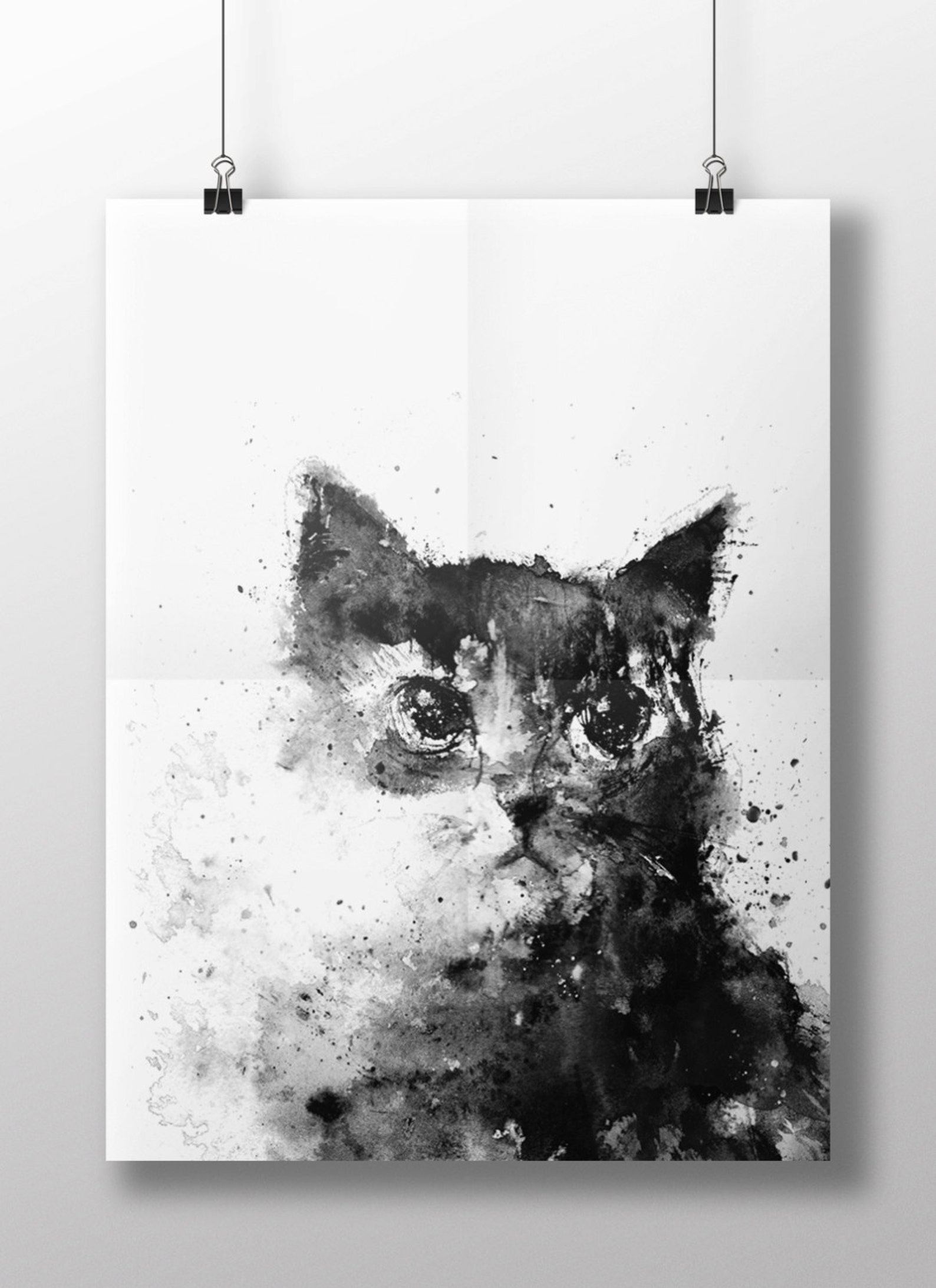 Cat Print Printable Cat Art Instant Download Black Cat | Etsy