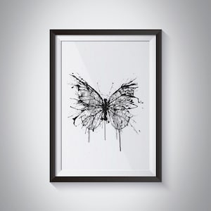 Broken Butterfly, Printable Art, Ink Painting, Instant Download, Nature ...