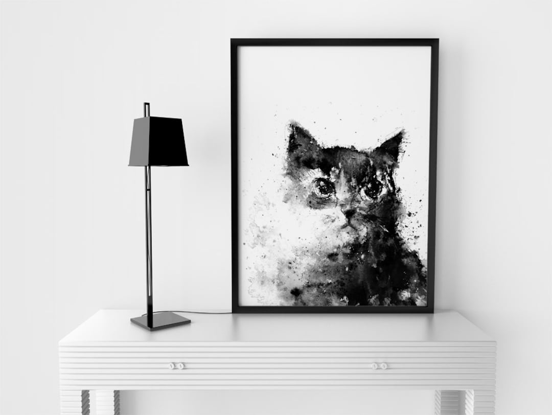 Cat Print, Printable Cat Art, Instant Download, Black Cat, Printable ...