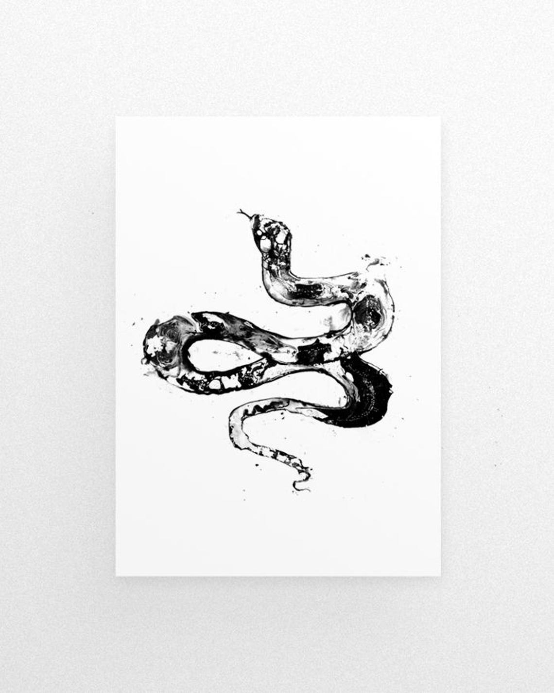 Ink Snake Snake Art Animal Art Print Snake Print Black and | Etsy