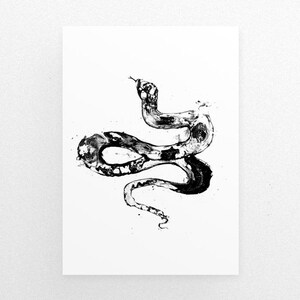 Ink Snake, Snake Art, Animal Art Print, Snake Print, Black and White ...