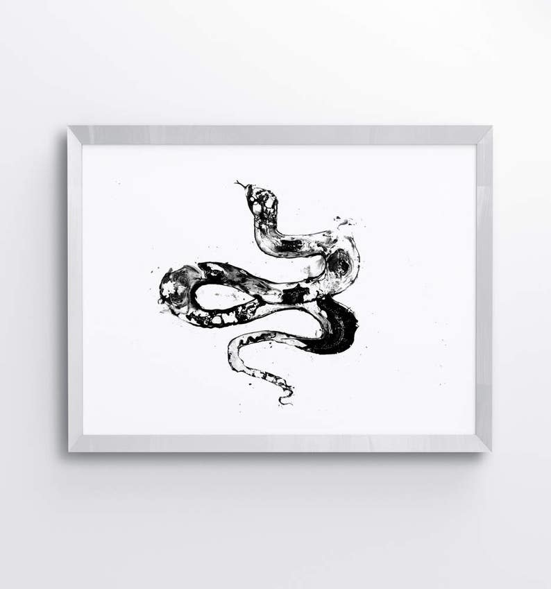 Ink Snake Snake Art Animal Art Print Snake Print Black and - Etsy