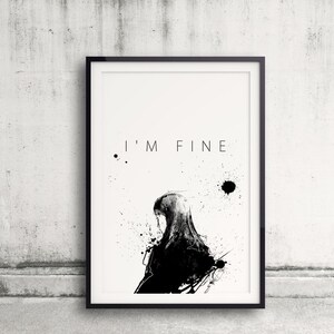 Fine, Minimalist Art, Girls Wall Art, Art Decor, Sad Art, Black and ...