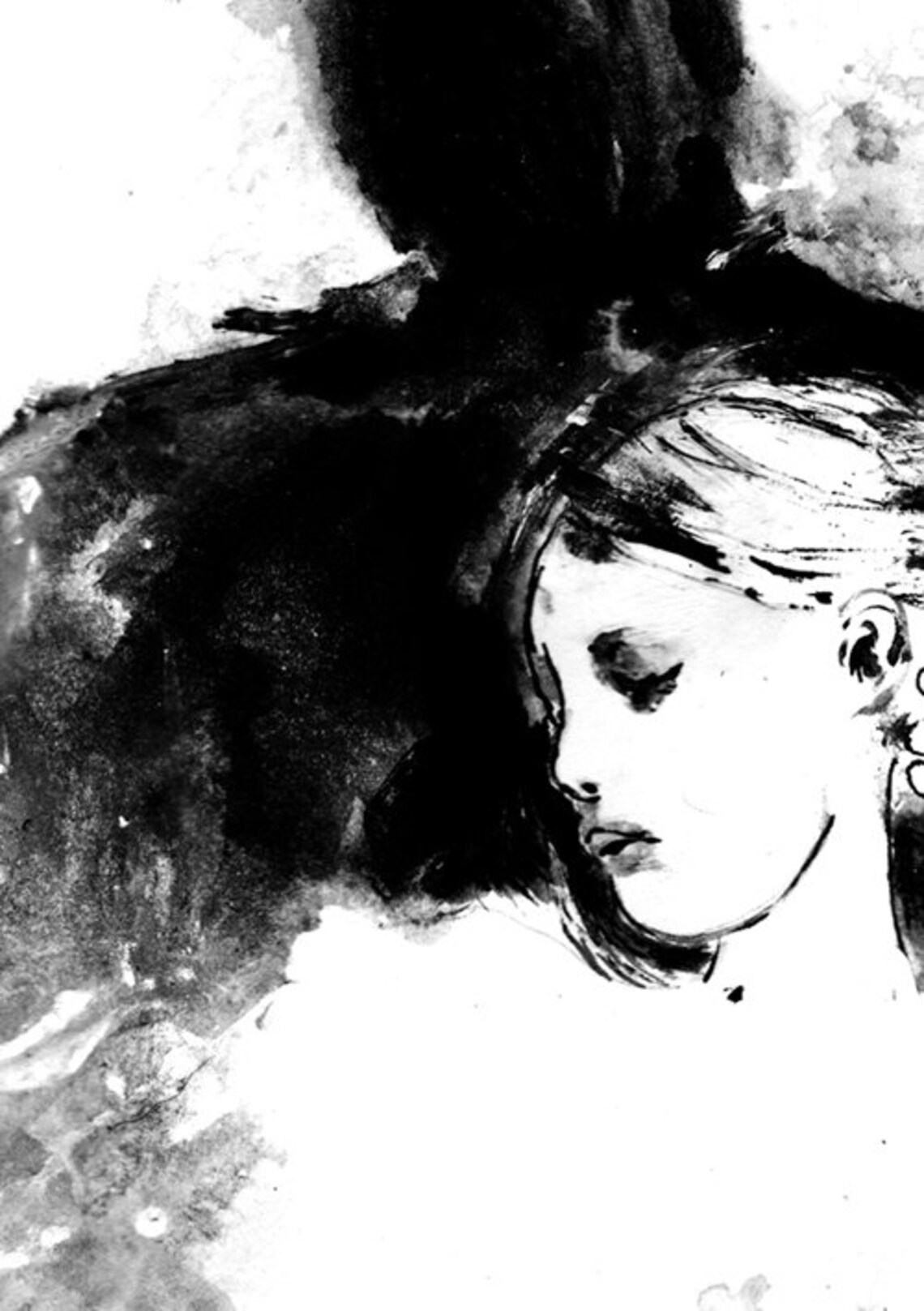 Man Ink Drawing Black and White Art Art Print Wall Art - Etsy