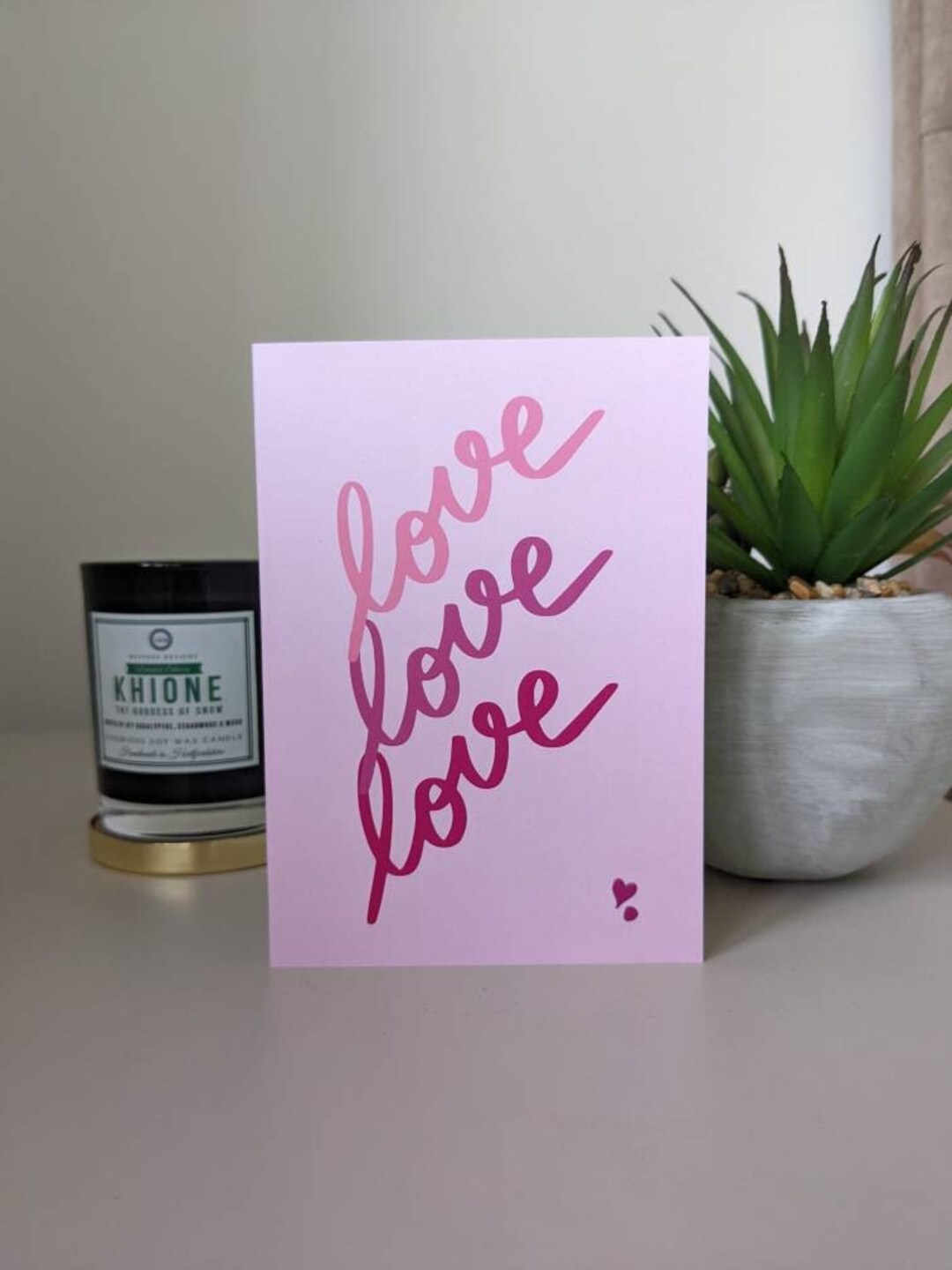 Pink Lovecore Card Wedding Card Triple Love Brushstroke Letter ...