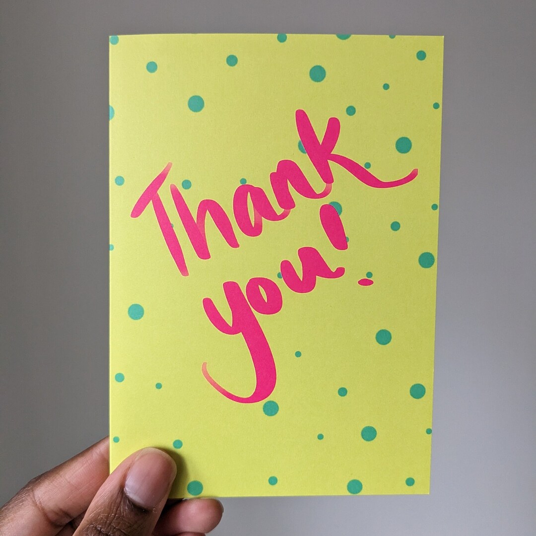 Thank You Card Lime Green Polka Dot Playful Card Say Thanks ...