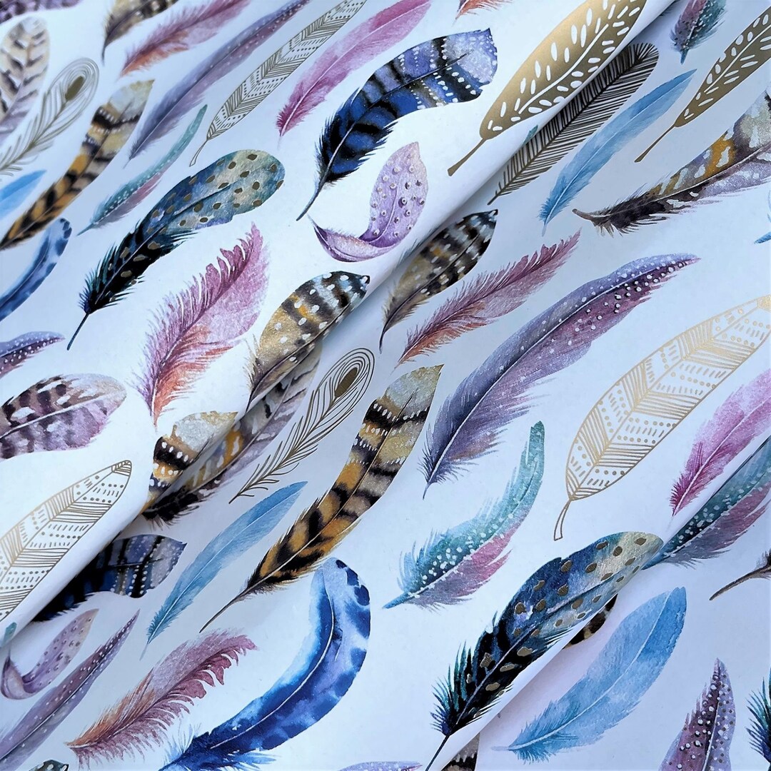 Everyday Gift Wrapping Paper Sheets 500mm X 700mm Feather Pattern - Etsy