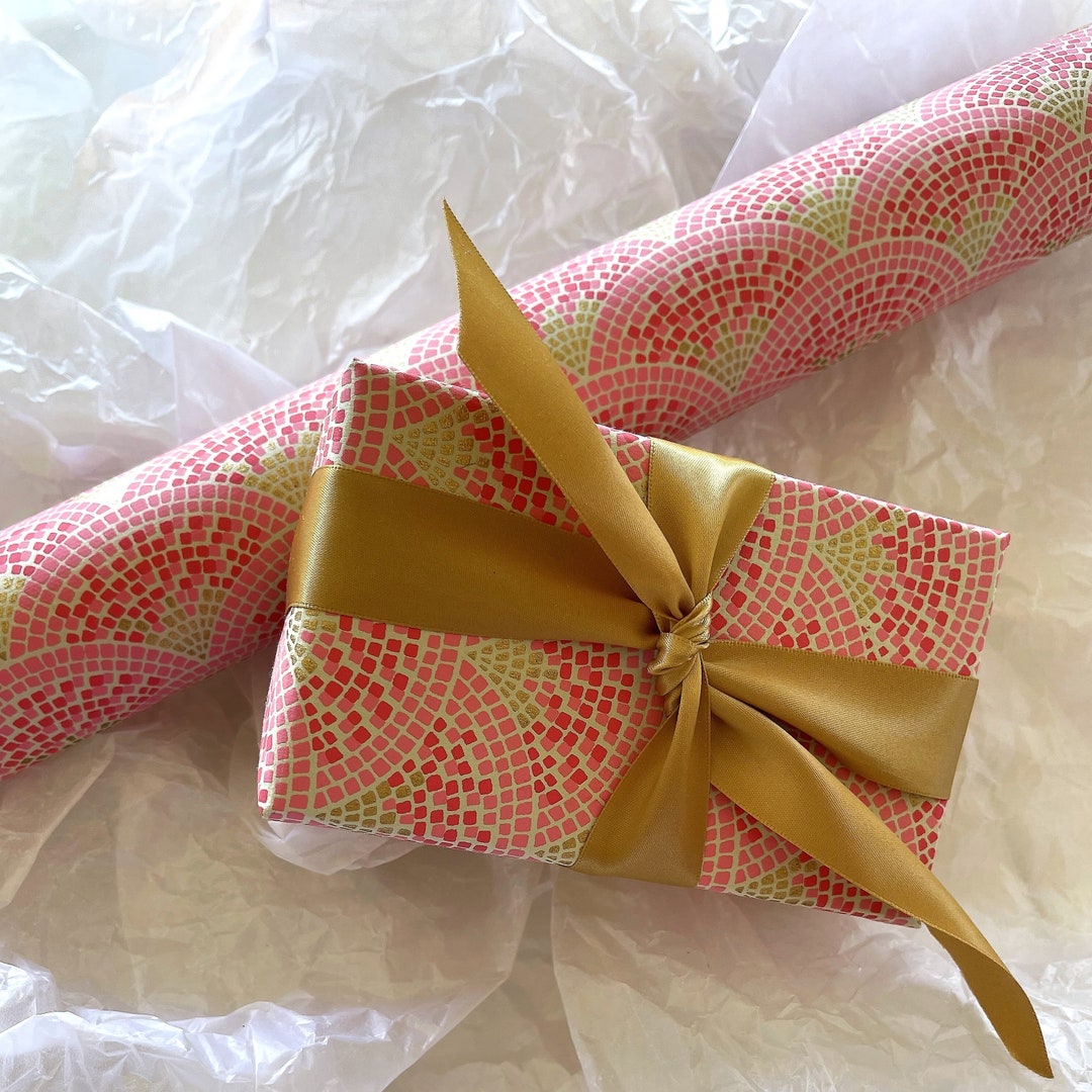 Handmade Gift Wrapping Paper Sheets 700mm X 500mm Scallop Mosaic Pink ...