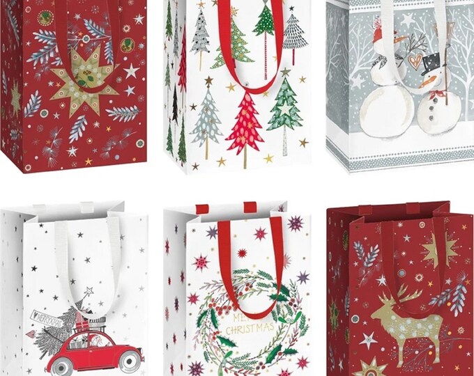 Christmas Mini Gift Bags - Ideal for Jewellery. Trees, Snowmen, Nordic ...