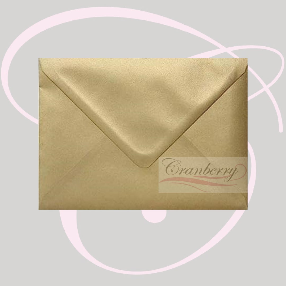 50 Pack C6 Gold Envelopes 114mm X 162mm Gummed. Metallic Pearl ...