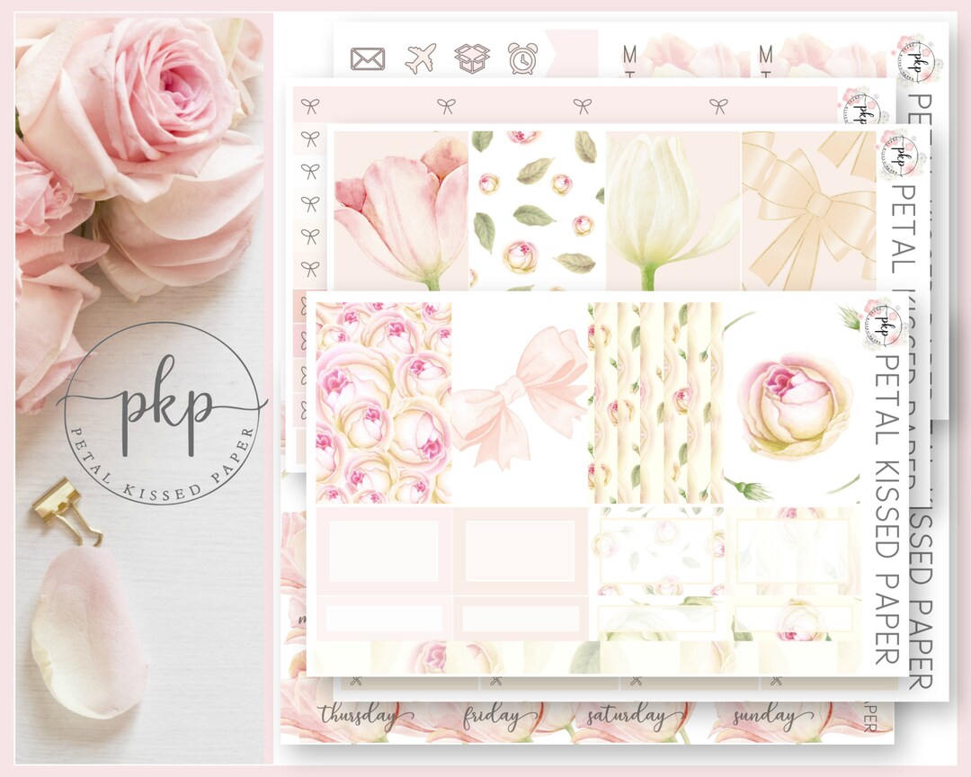 Weekly Sticker Kit Sized for Classic Vertical HP, Pink Floral Planner ...