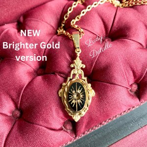 Victorian SUN Intaglio Necklace, Gold and Black Intaglio, 16k Gold ...