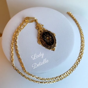 Victorian SUN Intaglio Necklace Gold and Black Intaglio 16k - Etsy
