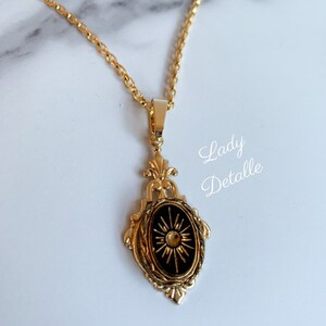 Victorian SUN Intaglio Necklace Gold and Black Intaglio 16k - Etsy