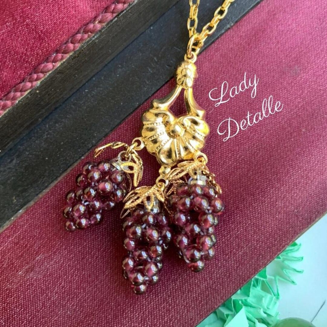 Garnet GRAPE Chandelier Necklace by Lady Detalle, Reproduction ...
