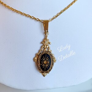 Victorian SUN Intaglio Necklace Gold and Black Intaglio 16k - Etsy