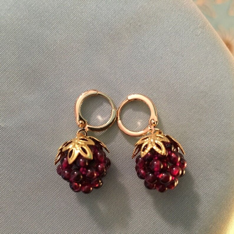 Garnet RASPBERRY Earrings by Lady Detalle Reproduction - Etsy