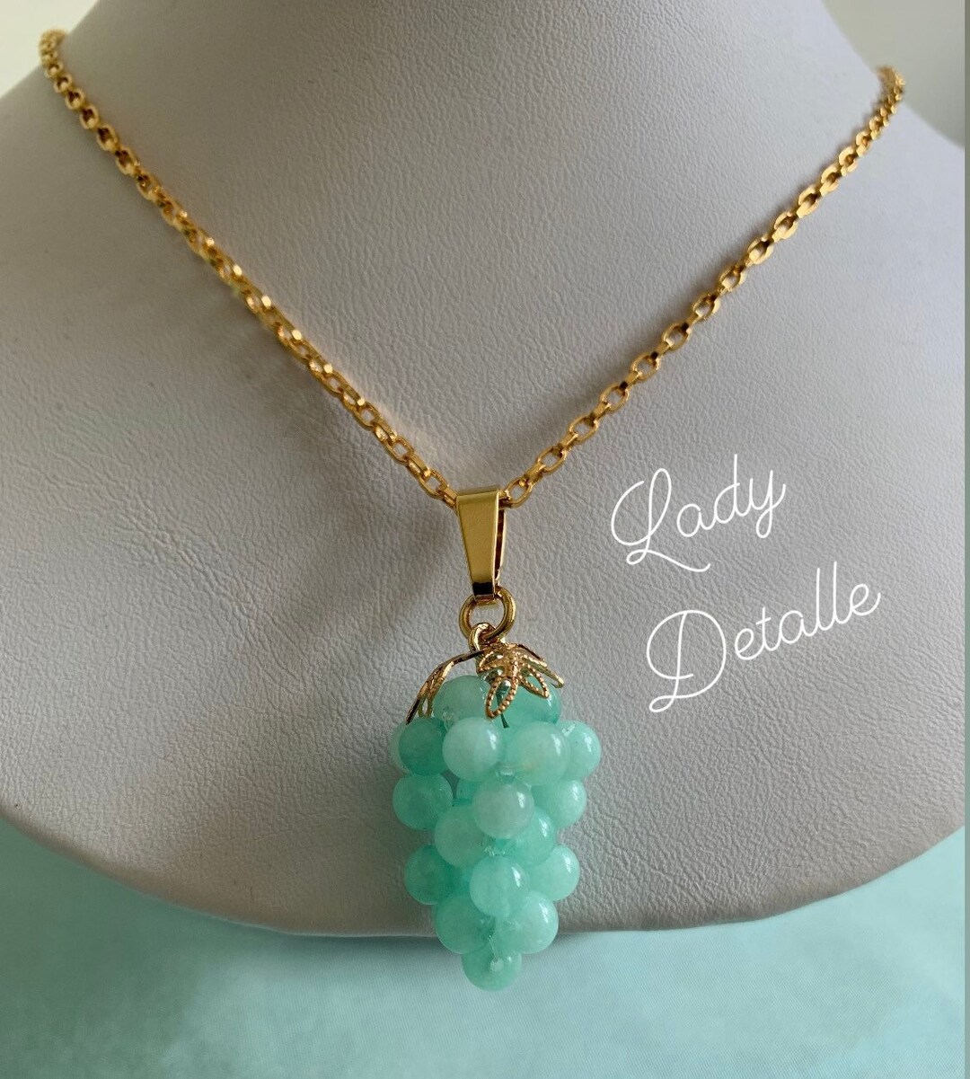 MINT Green Grape Necklace, VICTORIAN Reproduction 19th Century Real ...