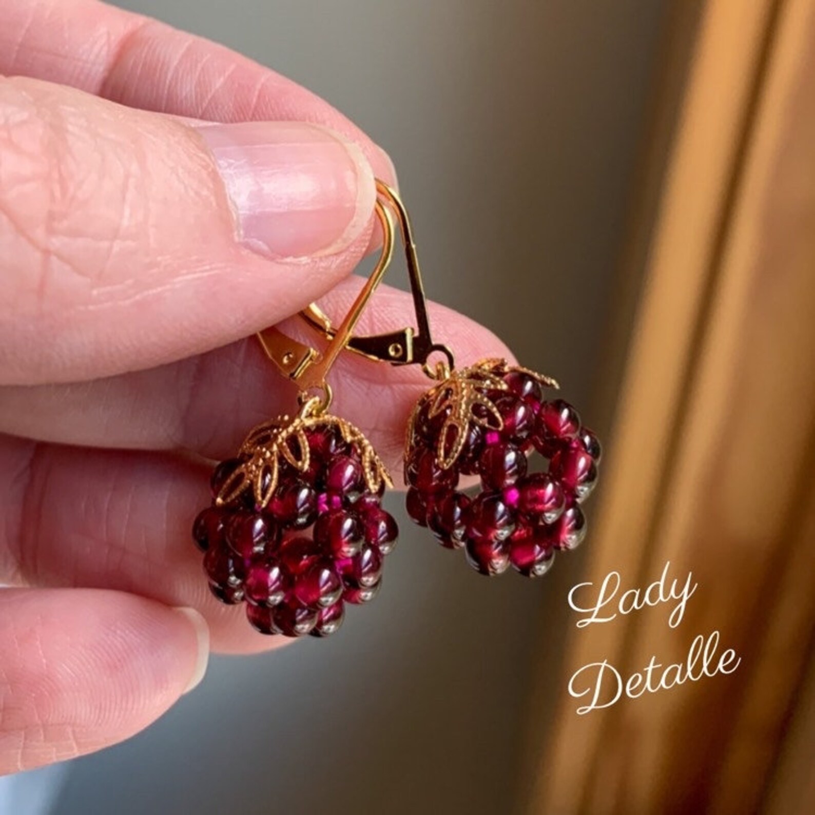 Garnet RASPBERRY Earrings by Lady Detalle Reproduction - Etsy