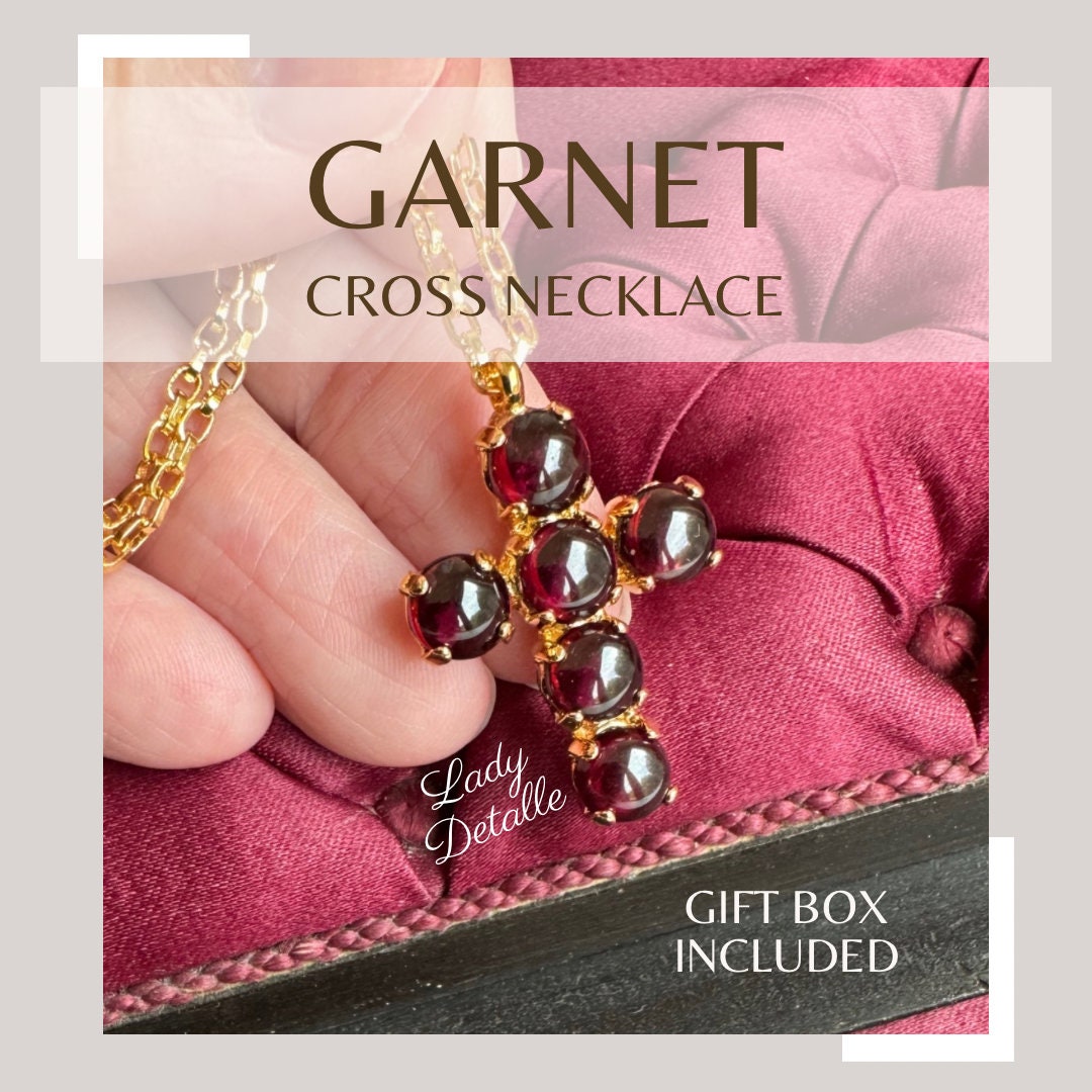 Real GARNET CROSS Necklace, Elizabeth Bennet Garnet CROSS, Pride and ...