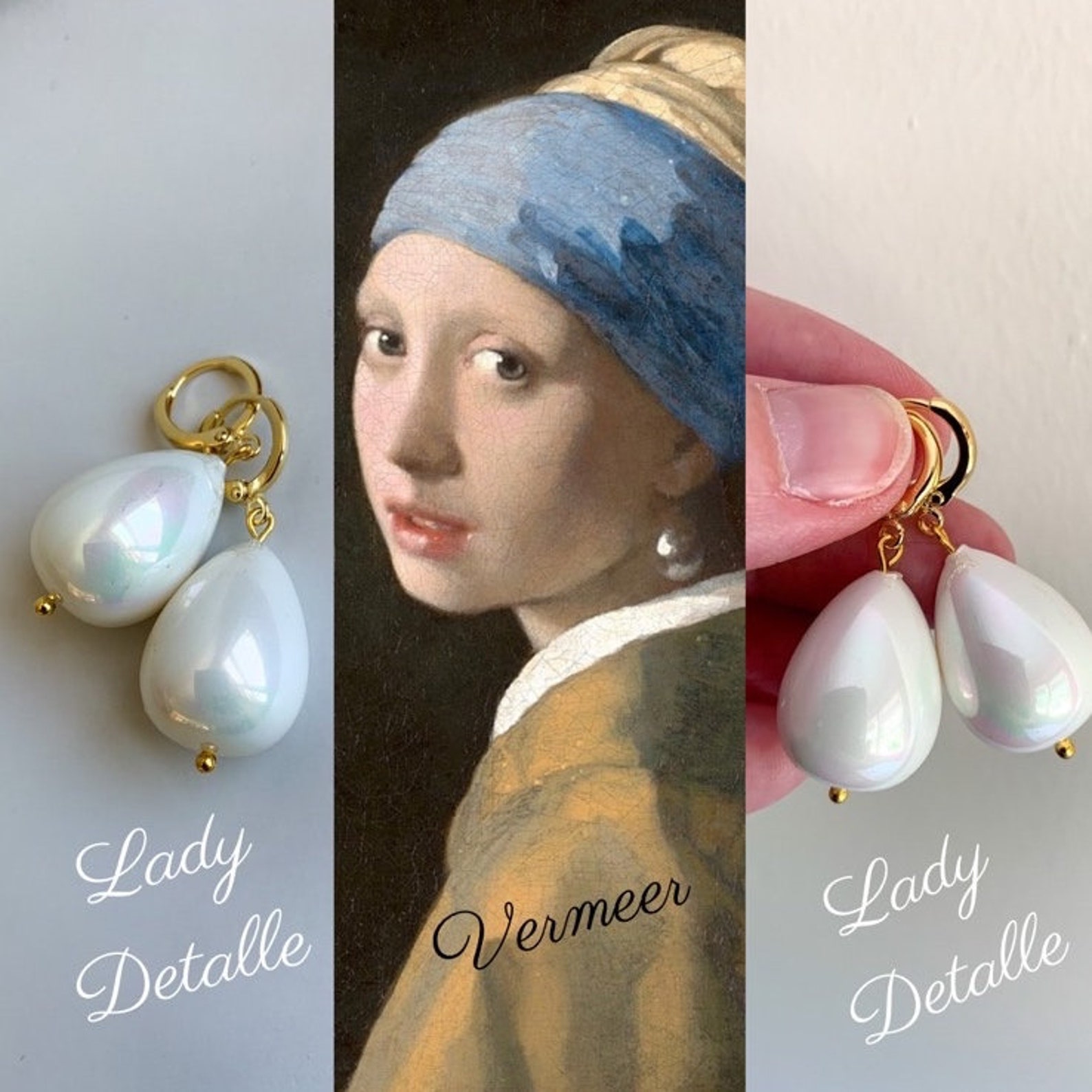 Original Girl With a PEARL Earrings PAIR Large SHELL Pearl - Etsy