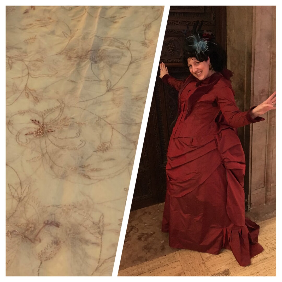 CREAM NET Shawl, Beautiful Net Embroidered Dupatta, Heavy Gold ...