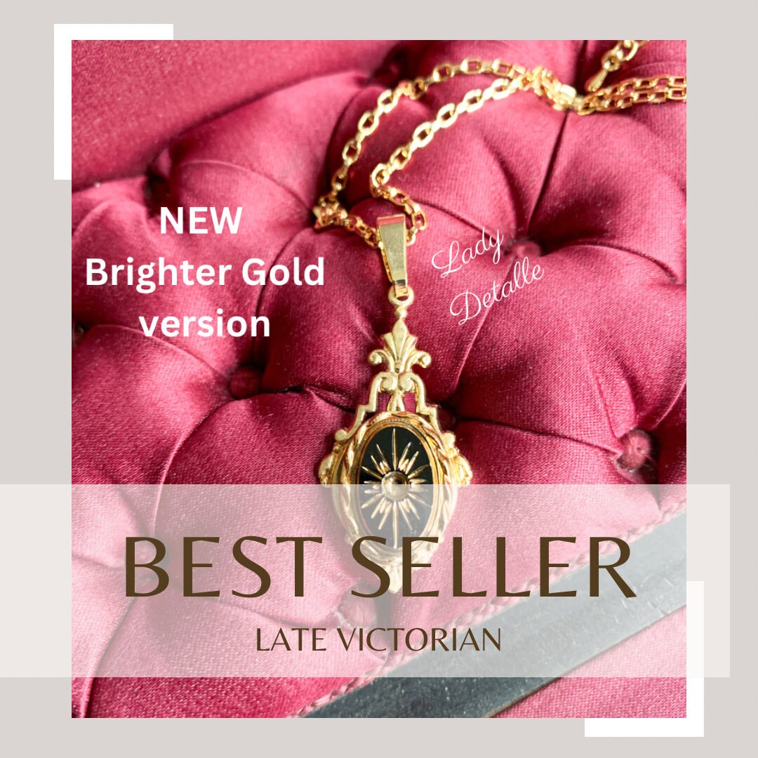 Victorian SUN Intaglio Necklace, Gold and Black Intaglio, 16k Gold ...