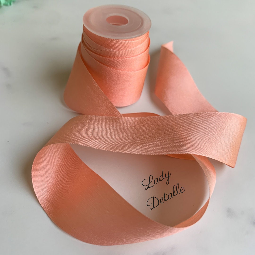 Peach 1 Silk RIBBON, One Yard, by the Yard Ribbon, Light PEACH Thin ...
