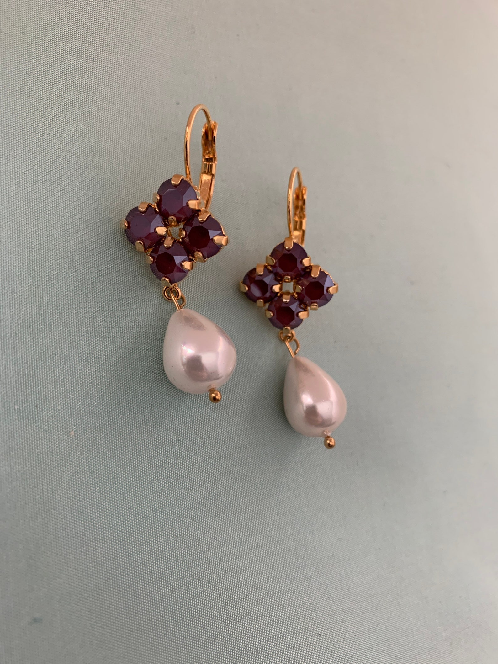 Fancy Garnet SHELL Pearls 16k Gold or Silver Plated Brass | Etsy