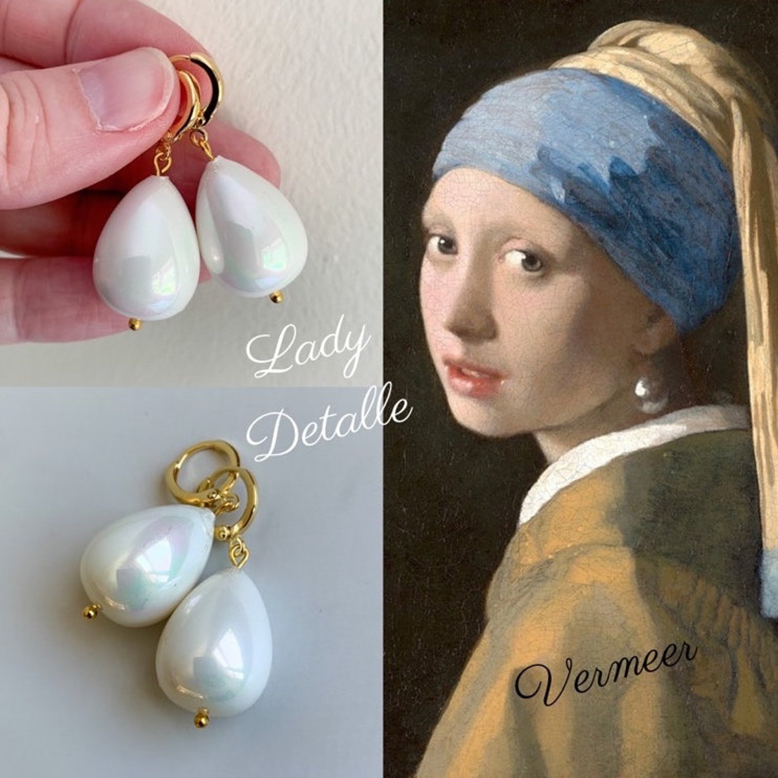 Original Girl With a PEARL Earrings PAIR Large SHELL Pearl - Etsy