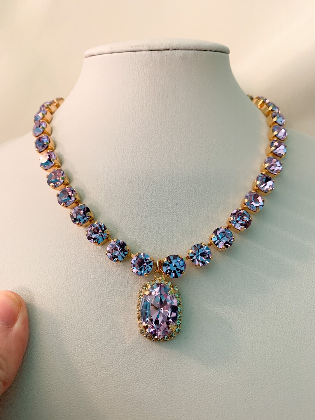 ALEXANDRITE Crystal PENDANT Necklace Stunning Sparkle Purple - Etsy