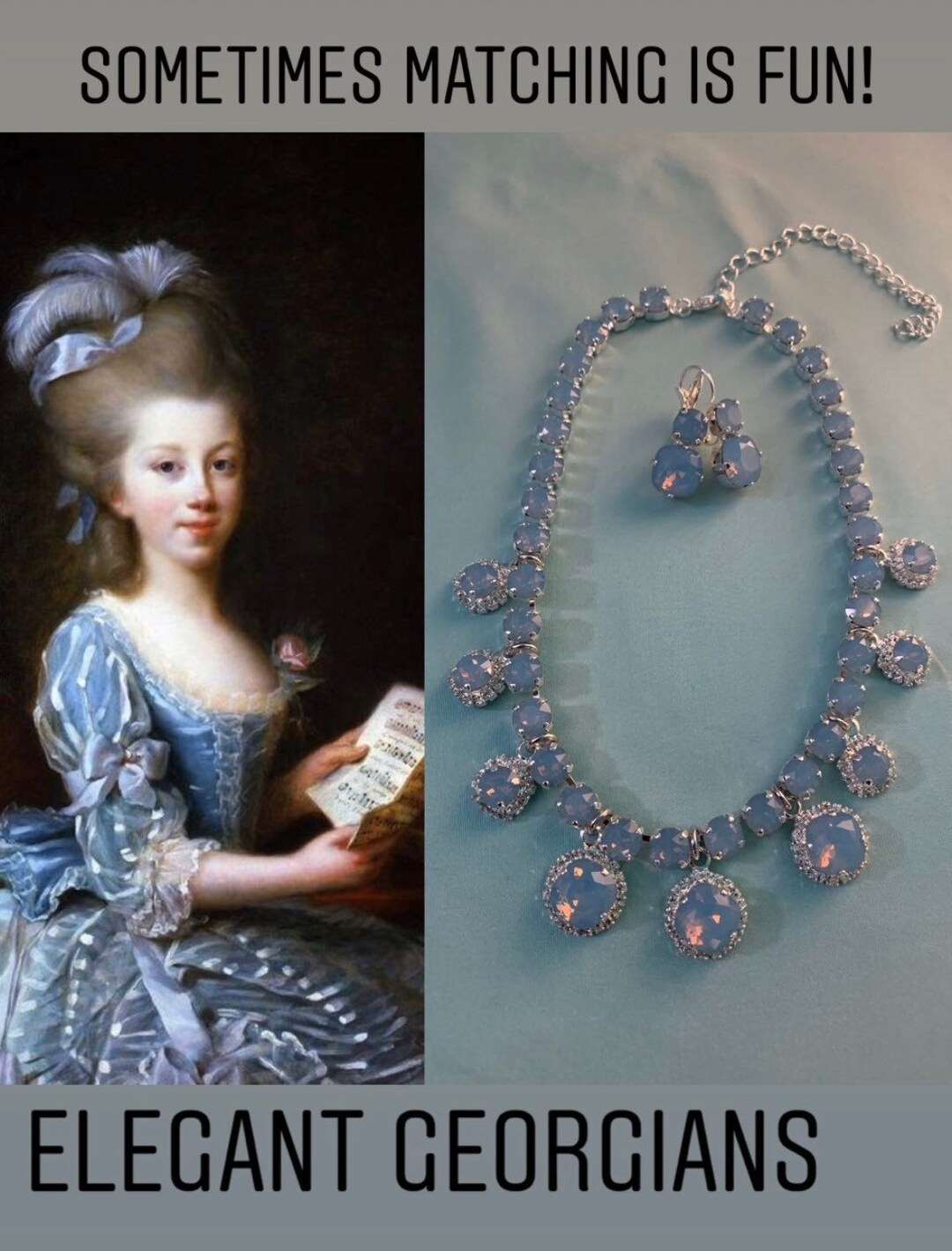 Blue OPAL Crystal STATEMENT Necklace, Silver Necklace, Optional ...