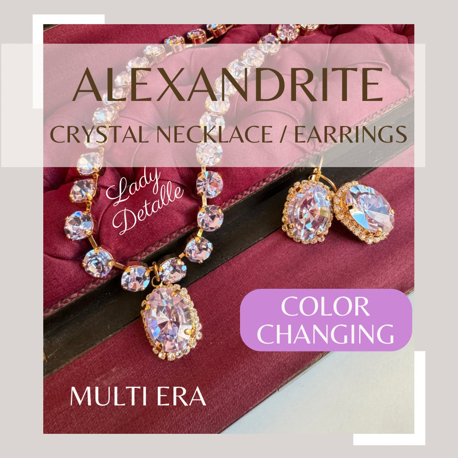 ALEXANDRITE Crystal PENDANT Necklace, Stunning Sparkle Purple Blue ...