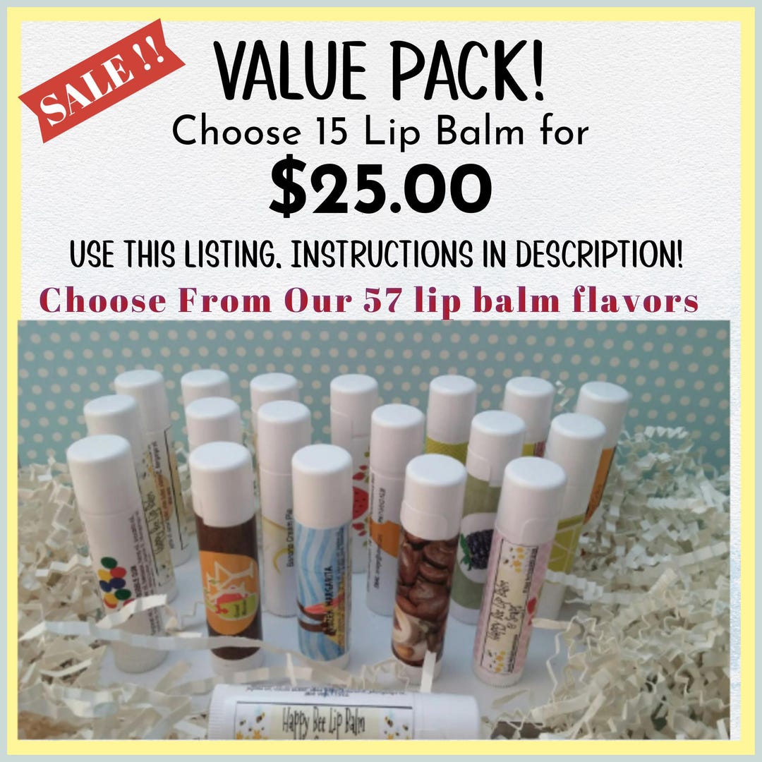 Lip Balm Natural Flavored Lip Balm 15-pack: Beeswax, Shea & Mongongo ...