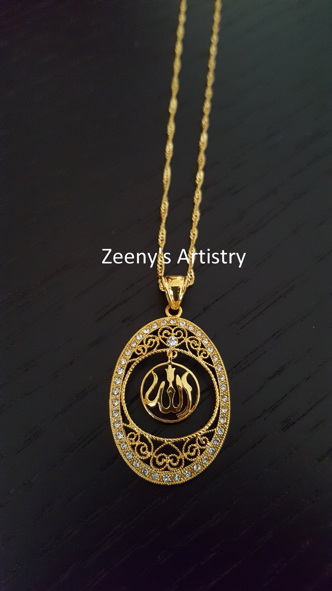 Allah Pendant With Necklace 18k Gold Plated Allah Pendant - Etsy