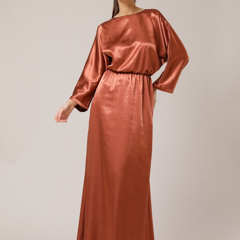 Satin Rust Bridesmaid Dress - Etsy