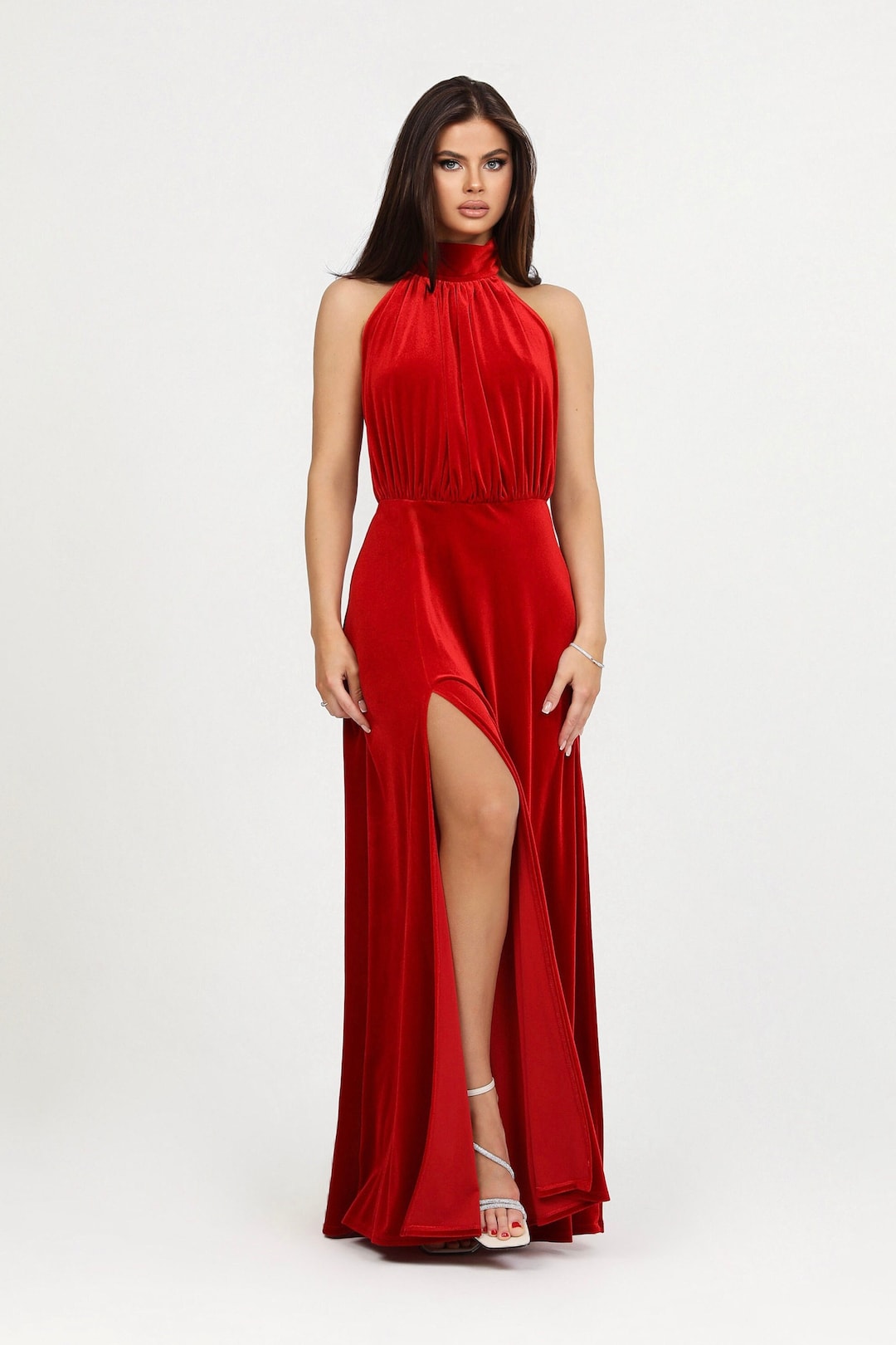Elegant Dress Velvet Dress Maid of Honor Evening Gown Bridesmaid Dress ...